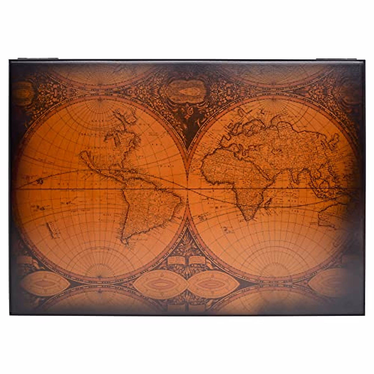 Old World Desktop Cigar Humidor, Walnut Finish, Spanish Cedar Tray, 3 Dividers, Hygrometer With Brass Frame, Lock And Key With Tassel, Holds Up To 100 Cigars