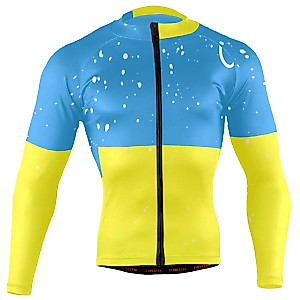Ukraine Flag Men's Cycling Jersey Long Sleeve Bike Jacket Biking Bicycle Jersey Shirt