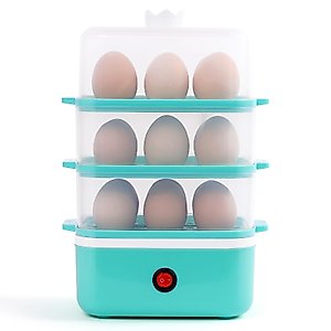Triple Egg Cooker, 18 Egg Capacity Electric Egg Cooker with Auto Shut-Off Function makes hard, medium or soft boiled eggs quickly and meets your many needs for eggs and food.