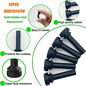 PETIT MANON 24 Pack WB02X24790 Grate Rubber Feet for GE Gas Stove Top Range Grate Feet Rubber Pads, Rubber Feet GE Stove Parts Replacement Cooktop Range Burner Grate Rubber Feet Kit