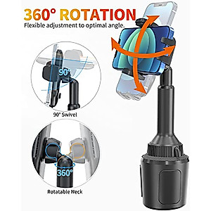 1Zero Rock Solid Cup Holder Phone Mount for Car Low Profile No Shaking Long Arm 2in1 Air Vent Car Phone Mount Compatible with All iPhone Samsung Cell Phones for Truck SUV Tesla Golf Cart Boat