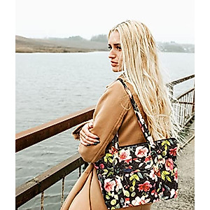 EGFAS Quilted Handbag Purse Shoulder Bag Pocketbook (Medium Solid Black)