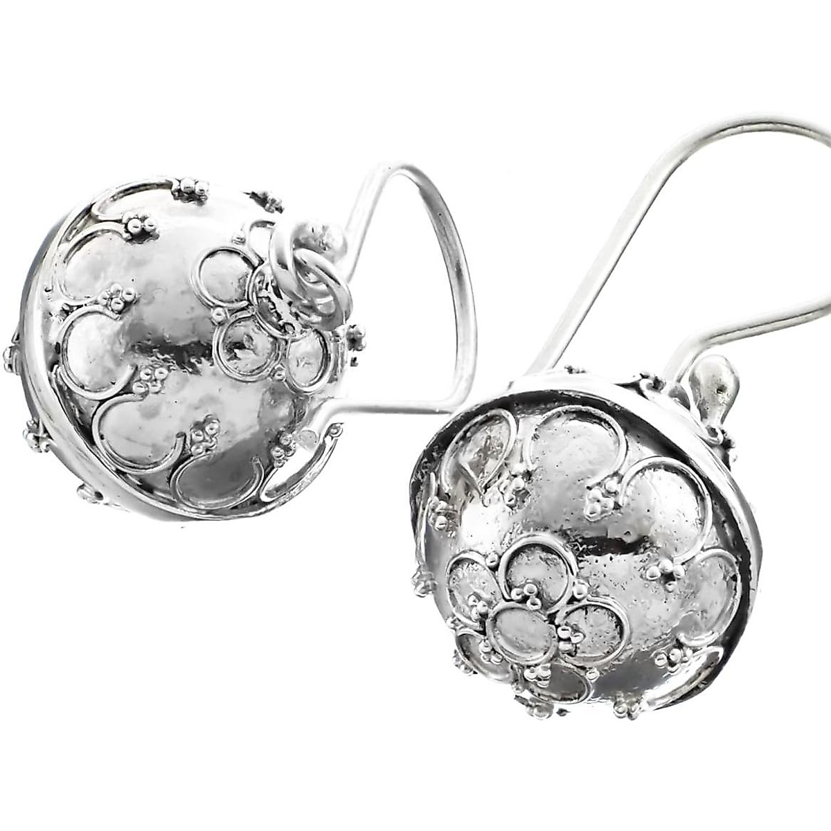 Handmade Harmony Ball Chime 925 Sterling Silver Earrings, 1/2"