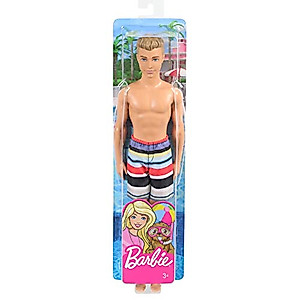 Barbie Ken Beach Doll Wearing Striped Swimsuit, for Kids 3 to 7 Years Old