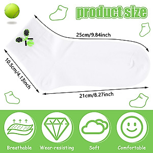 Sintege 10 Pairs Tennis Socks Women Novelty Tennis Ankle Socks White Tennis Crew Socks Tennis Accessories for Women Tennis Lovers Gifts