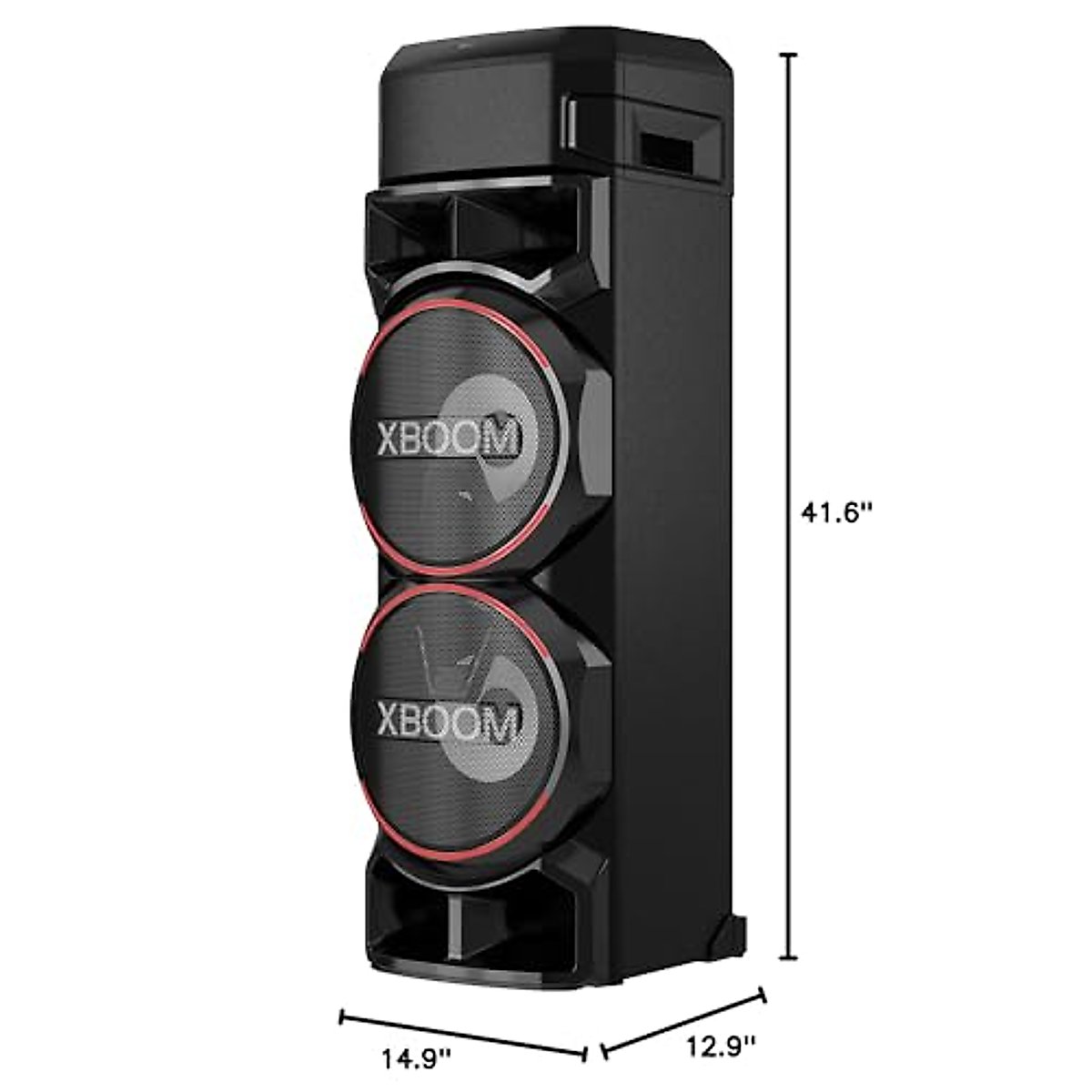 LG XBOOM RN9 Bluetooth Audio System, Bass Blast, LED Party Lighting, Karaoke with Voice Filters, XBOOM App Controlled, Bluetooth, Dual USB, Optical and Mic Inputs - Black