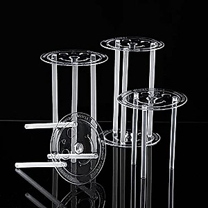 FashionClubs Plastic Cake Dowel Rods Set, 20pcs 9.4" White Cake Sticks Support Rods, 12pcs 7" Clear Cake Stacking Dowels, 4pcs Cake Separator Plates for Tiered Cakes 4, 6, 8, 10 Inch
