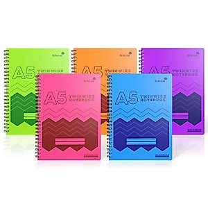 Silvine A5 Wirebound Notebook with 160 Lined Pages and Durable polyprop Covers. [Assorted Pack of 10],POLYA5AC
