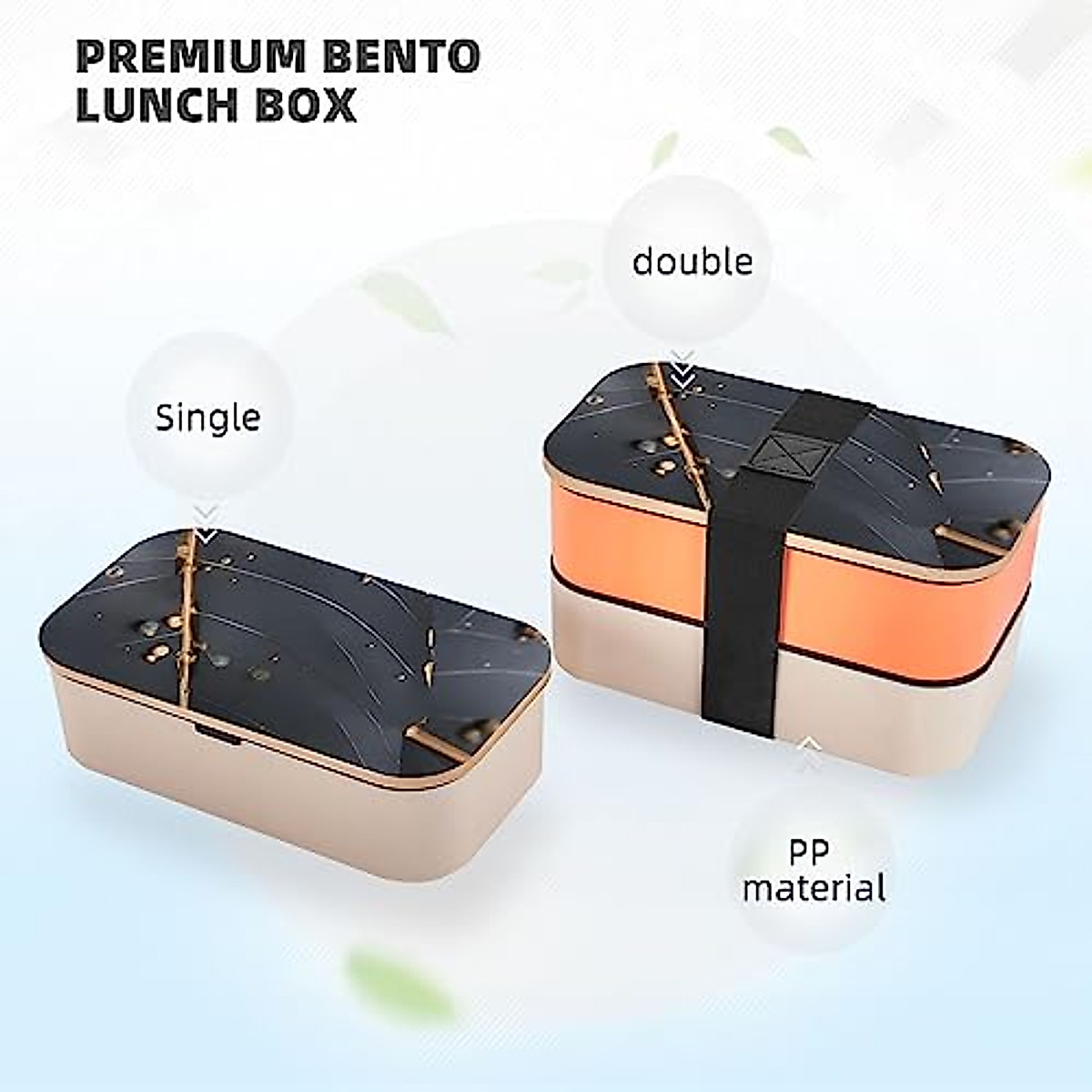 Enchanted Plant Leaves Adult Lunch Box, Bento Box, With Cutlery Set Of 3, 2 Compartments, Rectangular, Lunch Box For Adults