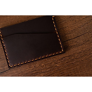 Handmade Leather card holder, Minimalist leather Card holder for Men - Women, Leather Pocket Card case, Leather Card Case