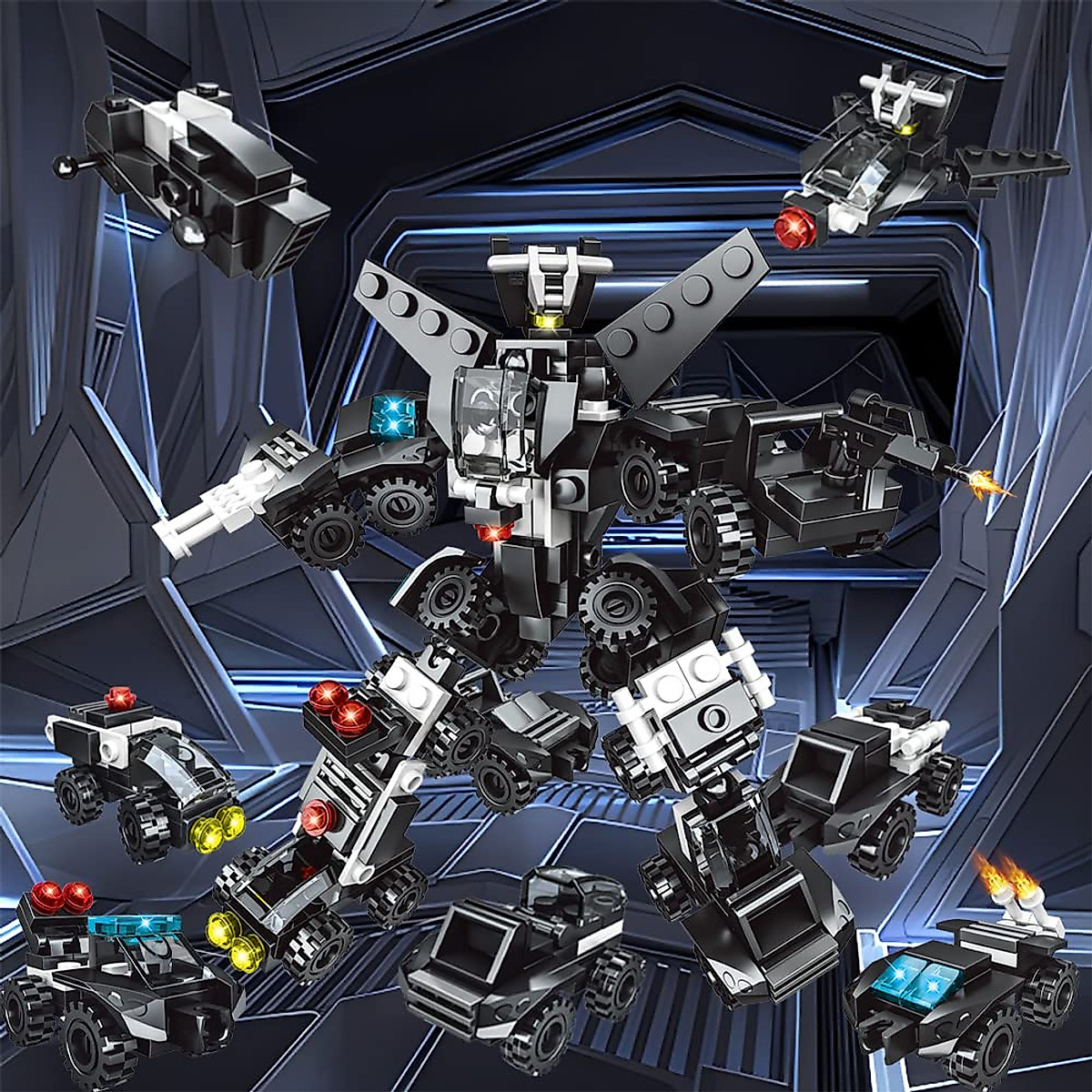 WODMAZ 12 PCS Pre Filled Easter Eggs with Robot Vehicles Building Blocks, Car Toys Set for Kids' Gift, Easter Party Favors, Easter Basket Fillers, Easter Egg Hunt, Classroom Events