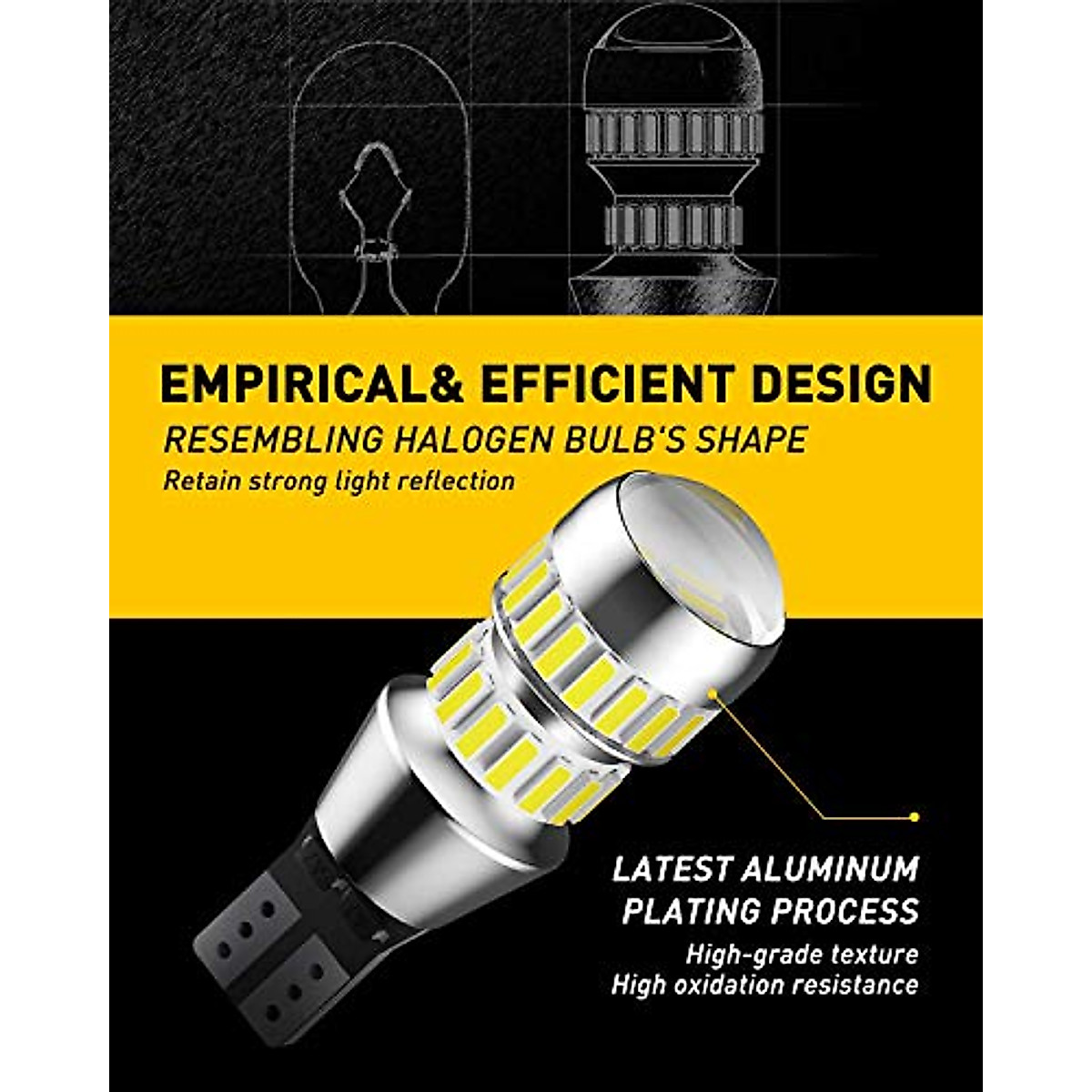 AUXITO 912 921 LED Bulbs for Backup Reverse Light Bulbs, 2600 Lumens 4014 42-SMD, 6000K White, Non-polarity 906 W16W T15 921 LED Bulb Direct Back Up Turn Signal Replacement Lamp, Pack of 2