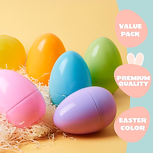 JOYIN 12 Pcs Large Pastel Easter Eggs, 6 Inches Jumbo Plastic Eggs Fillable for Easter Themed Hunt Colorful Basket Stuffers Fillers Filling Treats Party Favor Classroom Prize Supplies