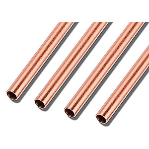 ZERRO Copper Straws Food Safe Solid Copper Mule Drinking Straws( Set of 4) Straight 8.5inch Cleaning Brush Included