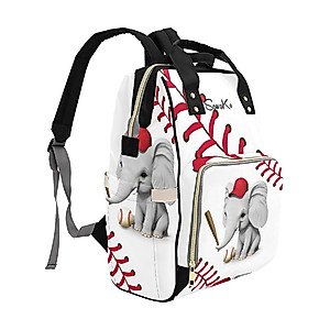 CUXWEOT Baseball Baby Elephant Diaper Bags Personalized with Name Customized Travel Back Pack Hiking Camping Mum Backpack
