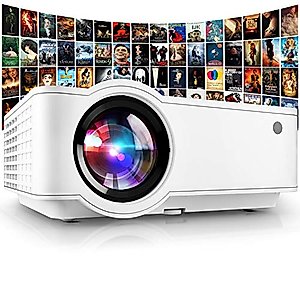 Mini Projector 7500 Lux 210" Projector 1080P Supported Display with 52000 Hrs LED Movie Projector Compatible with Phone Computer Laptop USB HDMI VGA-Home Office Outdoor Entertainment