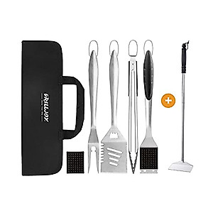 Grilljoy 6PCS Heavy Duty BBQ Grill Tools Set Perfect Ash Rake for Coal Grill Cleaning
