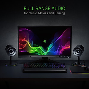 Razer Nommo Chroma: Custom Woven 3" Glass Fiber Drivers, Black & Goliathus Extended Chroma Gaming Mousepad: Customizable Chroma RGB Lighting, Soft, Cloth Material, Classic Black