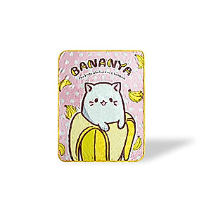 JUST FUNKY Bananya Cat Large Anime Fleece Throw Blanket | Decorative Throw Blanket Features The Banana Cat | Collectible Anime Throw Blanket | Measures 60 x 45 Inches