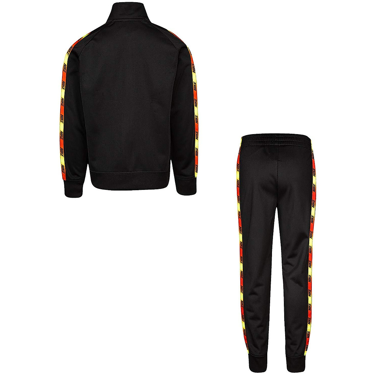 Nike Boy`s Full Zip Jacket And Pants Tracksuit 2 Piece Set (Black(86F278-023)/Yellow, 4 Years)