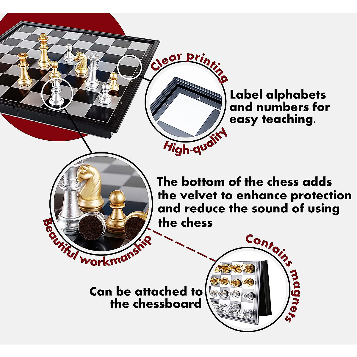 Youdepot Magnetic Chess Set - Portable, Foldable, and Travel-Ready Board Game for Kids and Adults (9.84 Inches)
