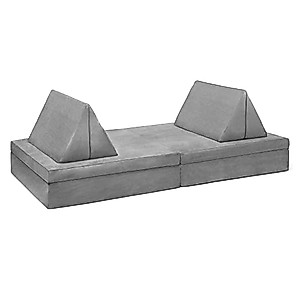 Delta Children Cozee 4-Piece Lounger and Play Set Sofa/Couch, Grey