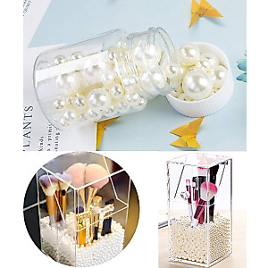 Lifestyle-cat 104pcs Mixed Size Pearls Beads No Holes 8mm, 14mm, 20mm Pearls for Vase Filler, Table Scatter, Wedding, Birthday Party, Home Decoration (White)