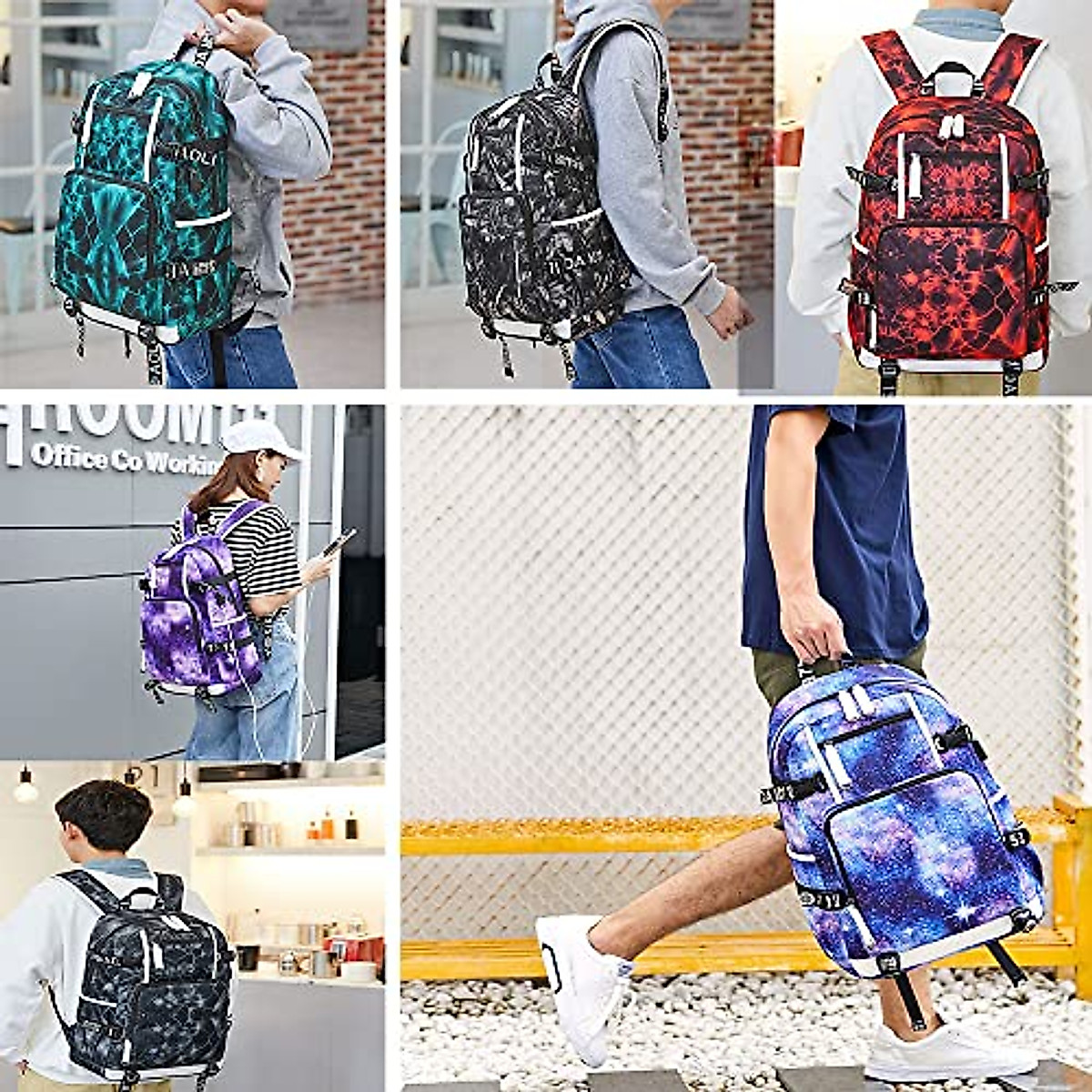 Ansigeren Basketball Player 30 Multifunction Backpack Travel Student Backpack Fans Bookbag For Men Women (1)