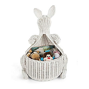 Kangaroo Wicker Storage Basket, White