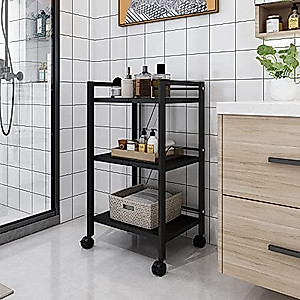 WHIFEA 3 Tier 11.8”-17.7” Adjustable Metal Shelves with Wheels Pantry Organization and Storage Shelving Unit Display Rack Stainless Corner Shelf Organizer Space Saver for Kitchen Bedroom Bathroom