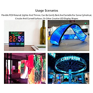 Flexible RGB Full-Color LED Matrix Panel 64x64, 4096 RGB LEDs, 3mm Pitch, Adjustable Brightness Chainable Design, Display Text/Colorful Image/Animation, for Raspberry Pi/Raspberry Pi Pico / ESP32