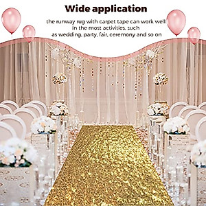 Sequin Aisle Runner for Weddings Glitter Wedding Rug Floor Hallway Carpet Runner Shiny Outdoor Aisle Runner Decor for Wedding Ceremony Halloween Christmas Thanksgiving Party(Gold,4 x 15 Feet)