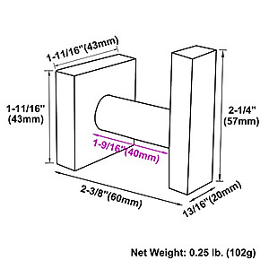 APLusee Towel Hook Matte Black and Gold, SUS 304 Stainless Steel Chic Square Coat Holder, Multipurpose Hanger for Bathroom Toilet Kitchen Home, Storage Organizer