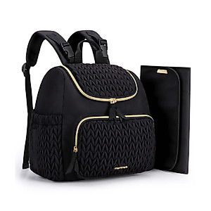 mommore Diaper Bag Small Diaper Backpack Stylish Baby Backpacks Travel Mini Maternity Bags with Insulated Pockets, Changing Pad, Stroller Straps