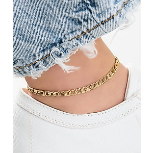 Barzel 18K Gold Plated Pave Curb Anklet for Women, 10 Inches - Made In Brazil