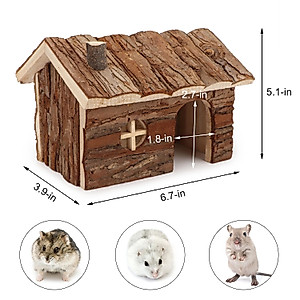 Wontee Hamster Wood House Hamster Hideout Hut for Dwarf Hamsters Mice Small Gerbils (Medium)