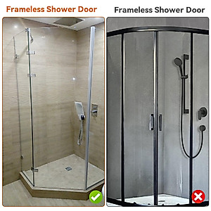 Qianyu 6 Pcs Heavy Duty Over Door Towel Hooks Shower Door Hook Drilling-Free Shower Squeegee Hooks Extended Towel Hooks Black Glue-Free Hooks for Bedroom Bathroom Frameless Glass Shower Door