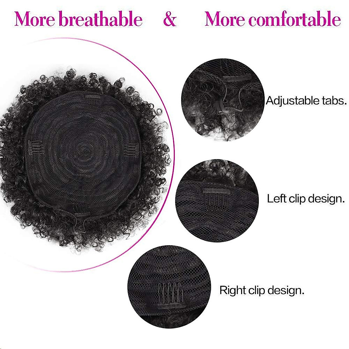 AISI QUEENS Extra Large Afro Puff Drawstring Ponytail for Women,Big Black Afro Kinky Curly Hair Bun Synthetic Hairpieces Clip in Hair Extensions for Black Women Girls (Extra Large,1B#)