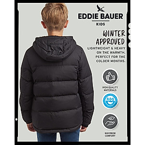 Eddie Bauer Boys' Winter Jacket - Heavyweight Quilted Down Jacket - Insulated Hooded Outerwear Coat for Boys (5-16), Size 14, Black