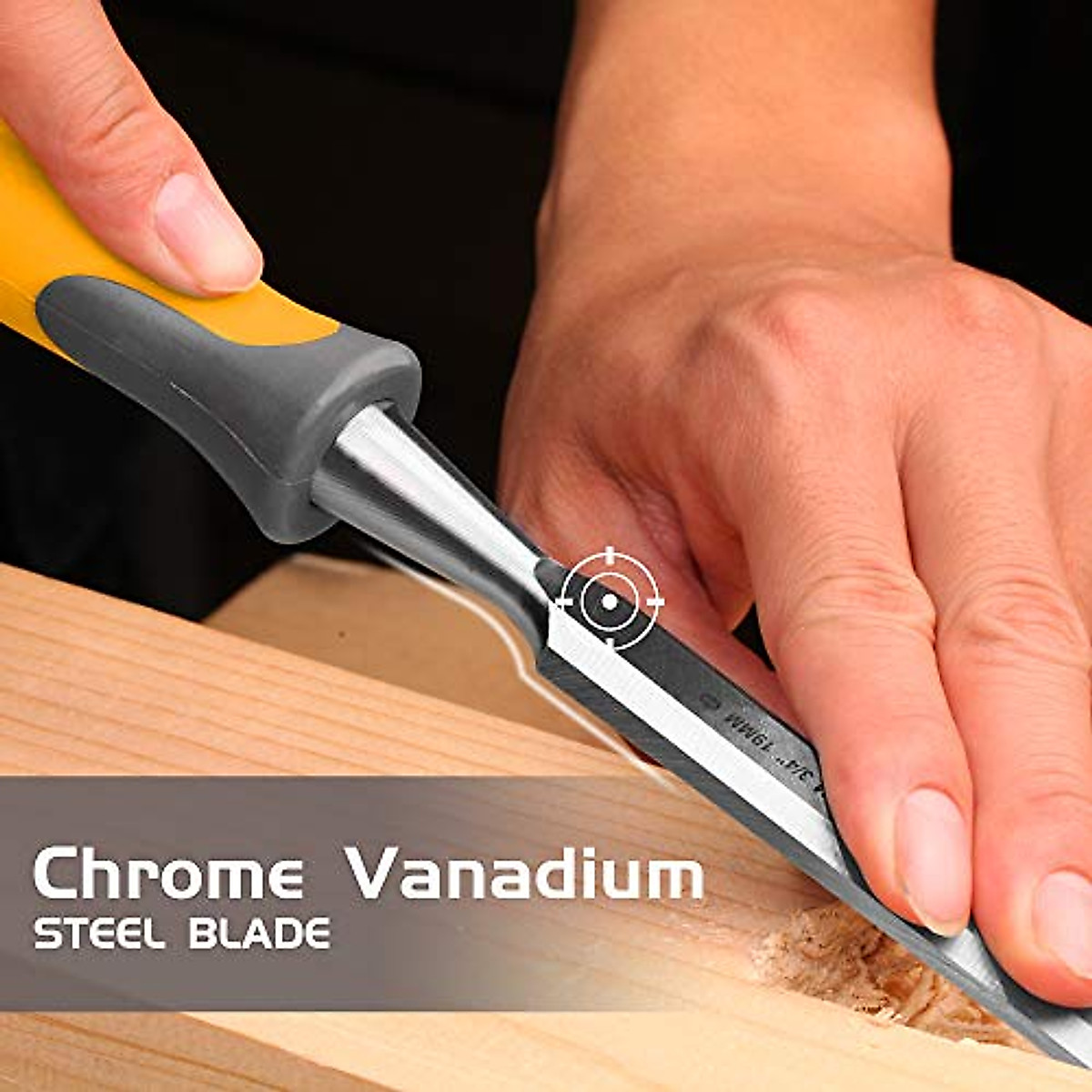 TOLESA 5-Piece Wood Chisel Sets, Cr-V and Soft Grip with Hammer End Wood Chisel Kit for Carpentry, Woodworking