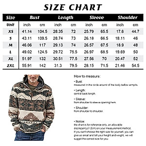 chouyatou Men's Tribal Aztec Printed 1/4 Zip Fuzzy Sherpa Pullover Sweatshirt Hoodie (Medium, Brown)