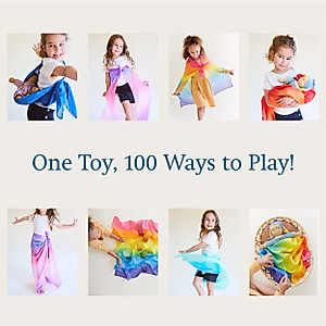 Sarah's Silks Enchanted Playsilk, 100% Silk Scarves for Kids and Toddlers, Sensory Toys | Bright Square Scarves, Montessori Waldorf Toys for Imaginative and Pretend Play - Sea