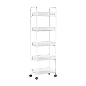 Lavish Home 5-Tiered Narrow Rolling Storage Shelves - Mobile Space Saving Utility Organizer Cart for Kitchen, Bathroom, Laundry, Garage or Office
