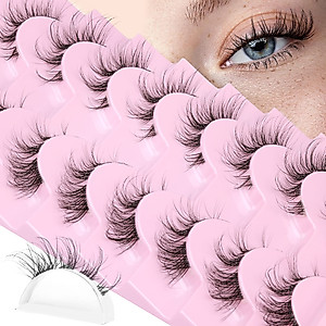 Bottom Lashes Natural False Eyelashes Wispy Lower Mink Lashes Natural Look Clear Band Under Fake Eyelashes Extension DIY Cosplay Eye Lashes Pack 6mm Soft Light Reusable Lash Strip 7 Pairs