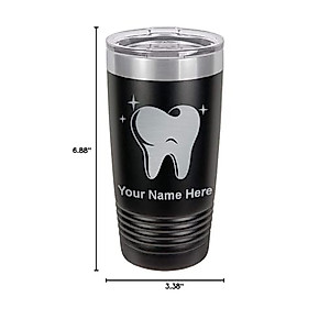LaserGram 20oz Vacuum Insulated Tumbler Mug, Tooth, Personalized Engraving Included (Black)
