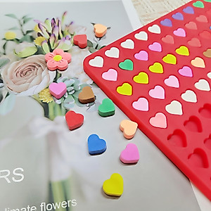 sofliym Mini Heart Silicone Molds for Chocolate, Hard Candy, Cream Cheese Mint Molds with Scraper (small heart)