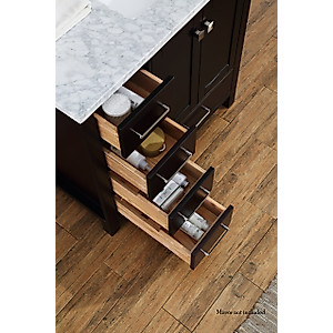 ARIEL Cambridge A037SRCWRVOESP 37” Inch Single Right Offset Rectangular Sink Solid Wood Espresso Bathroom Vanity with 1.5" Inch Edge White Carrara Marble Countertop