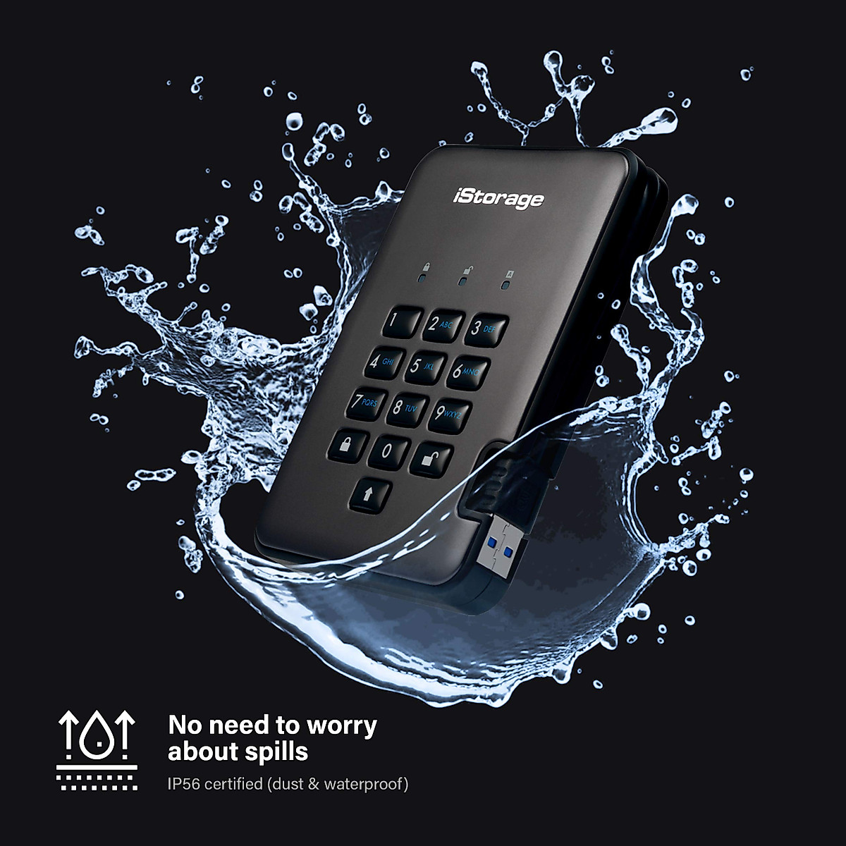 iStorage diskAshur PRO2 SSD 256GB |Secure Solid State Drive | FIPS Level 3 certified | Password protected | Dust/Water-Resistant | Hardware encryption