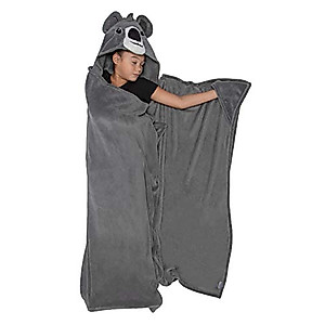 FUNZIEZ! Hooded Koala Plush Blanket - Wearable Throw for Kids - Unisex Children's Blanket