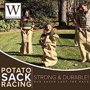 Woolsacks Potato Sack Race Bags for Adults | Large 24" x 40" Burlap Sacks for Sack Races | Great for Birthday Parties, Outdoor Events, Gardening, & More (Pack of 5)